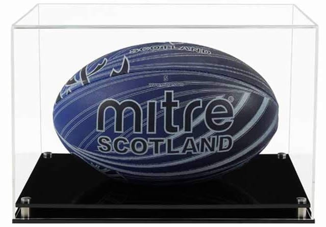 Display Case for a Rugby Ball (Horizontal) with a Modern Base (Choice ...